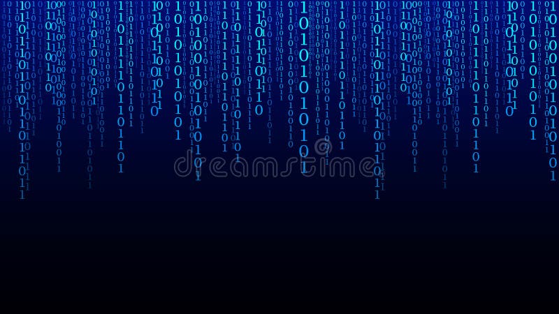 Matrix Background Cyber Security With Binary Code Rapidly Falling Randomly White Numbers