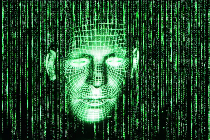 Hologram in a matrix style stock illustration. Illustration of ...