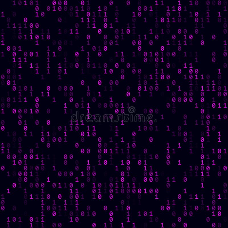 Technology Digital Matrix Dark or Black Background with Binary Code in Blue Color. Stock ...