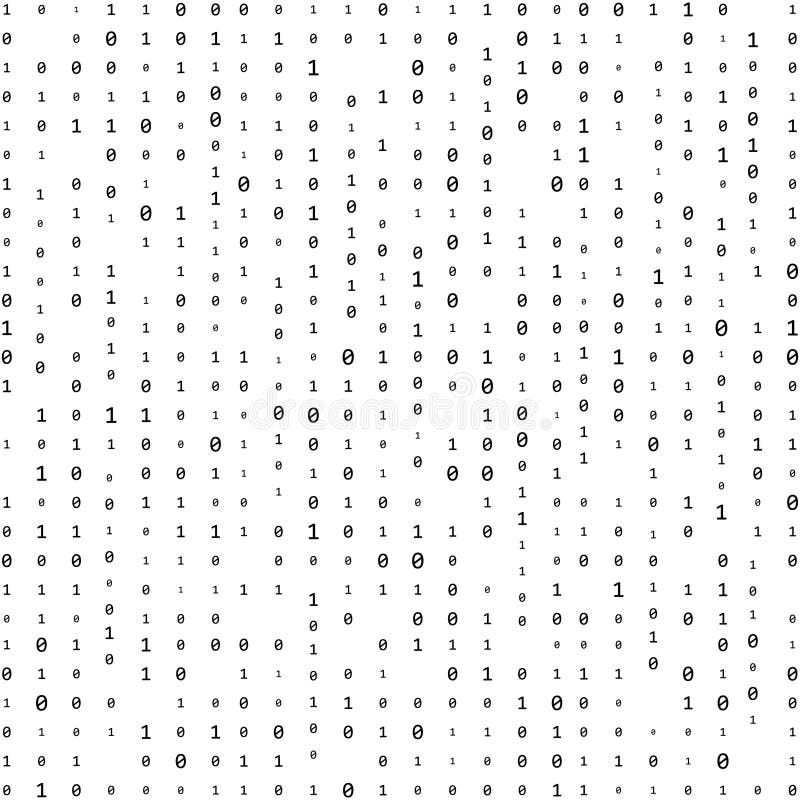 Matrix Background Vector. Binary Code Matrix. Black and White Digital Background with Digits on ...