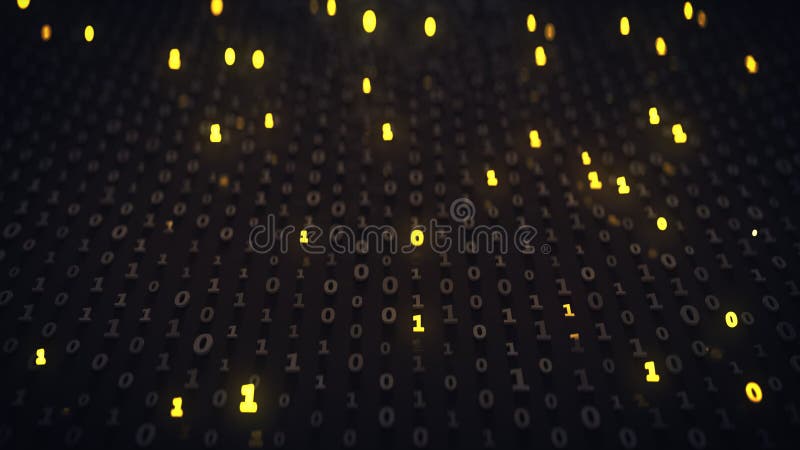 Matrix Of Binary Code With Illuminating Symbols 3d Render Stock Illustration Illustration Of