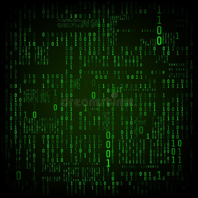 Matrix of Binary Numbers. Binary Computer Code. Green Digital Numbers ...