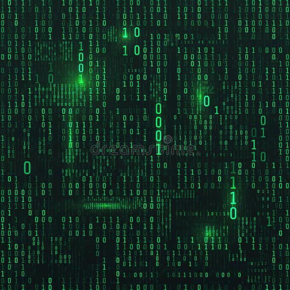 Matrix of Binary Numbers. Sci-fi Background. Binary Computer Code. Green Digital Numbers ...