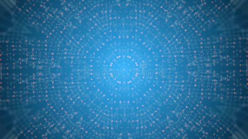Matrix Blue Background of Different Symbols Circling Around Conveying ...