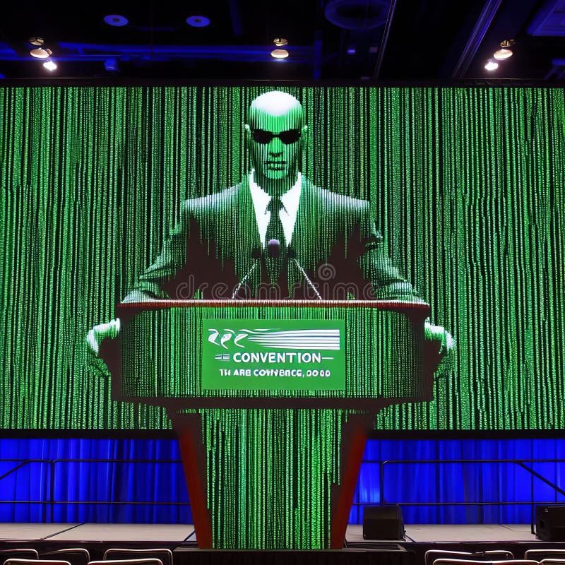 Matrix Code ASCII a Close Up of a Speaker S Podium Transformed Stock ...
