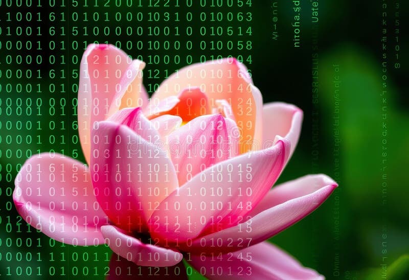 Matrix Code Data Bloom a Digital Collage that Overlays Matrix Co Stock ...