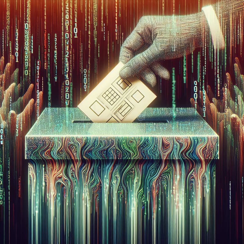 Matrix Code Digital Collage a Close Up of a Ballot Box with Its Stock ...