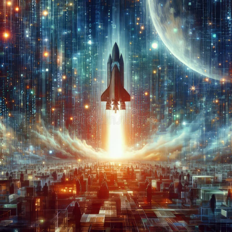 Matrix Code Digital Collage Layers of Matrix Code and Digital Stock ...