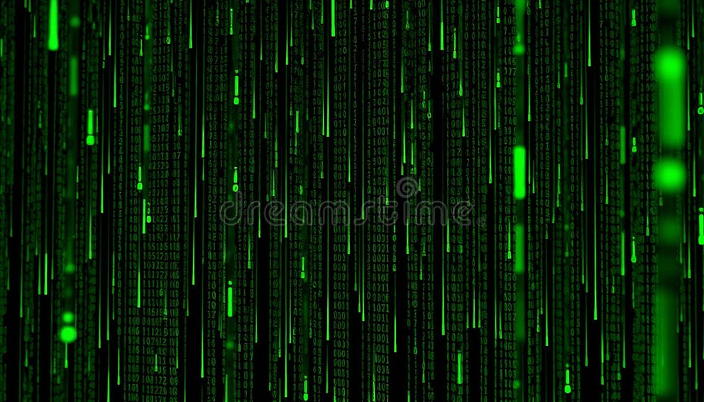 Matrix Code Green Digital Rain, Computer Data, Programming, Technology Background, Cyber, Stock ...