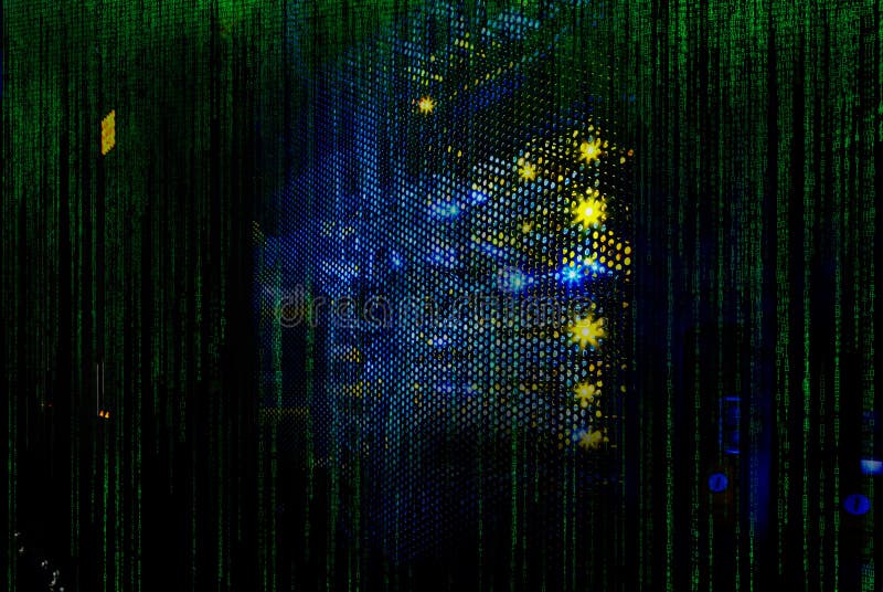 Matrix Code Luminous Panel of the Mainframe in the Dark Stock ...