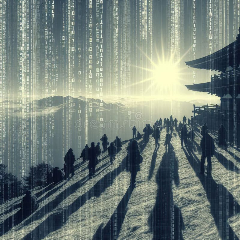 Matrix Code Photogram Shadowy Figures and Scenes from the Summit Stock ...