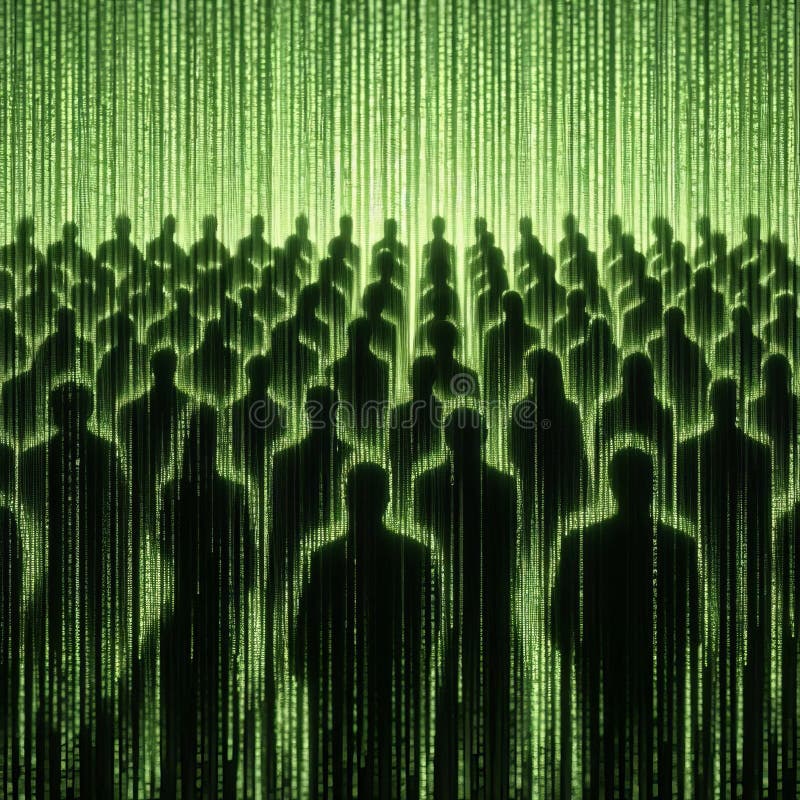 3 Matrix Code Photogram Silhouettes of Delegates are Created Ent Stock ...