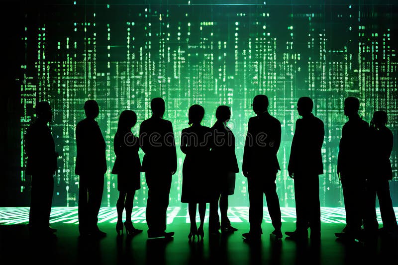 Matrix Code Photogram Silhouettes of Delegates are Created Entir Stock ...