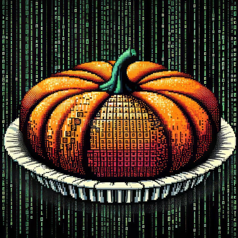 Matrix Code Pixel Art a Pixelated Pumpkin Pie with Matrix Code Stock Image - Image of matrix ...