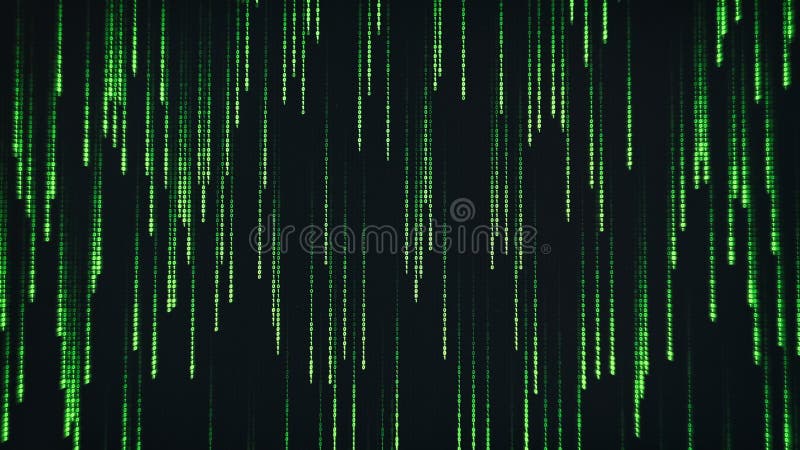 Matrix Code Rain Background Green Digits Glow And Falling On Screen Stock Video Video Of