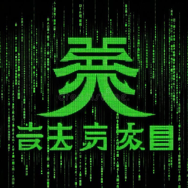 Matrix Code Style Text Displaying Chinese New Year Greetings in Stock ...