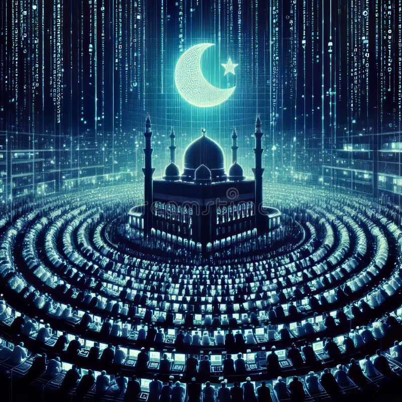 Matrix Code Taraweeh Prayers Render a Digital Representation of Stock ...