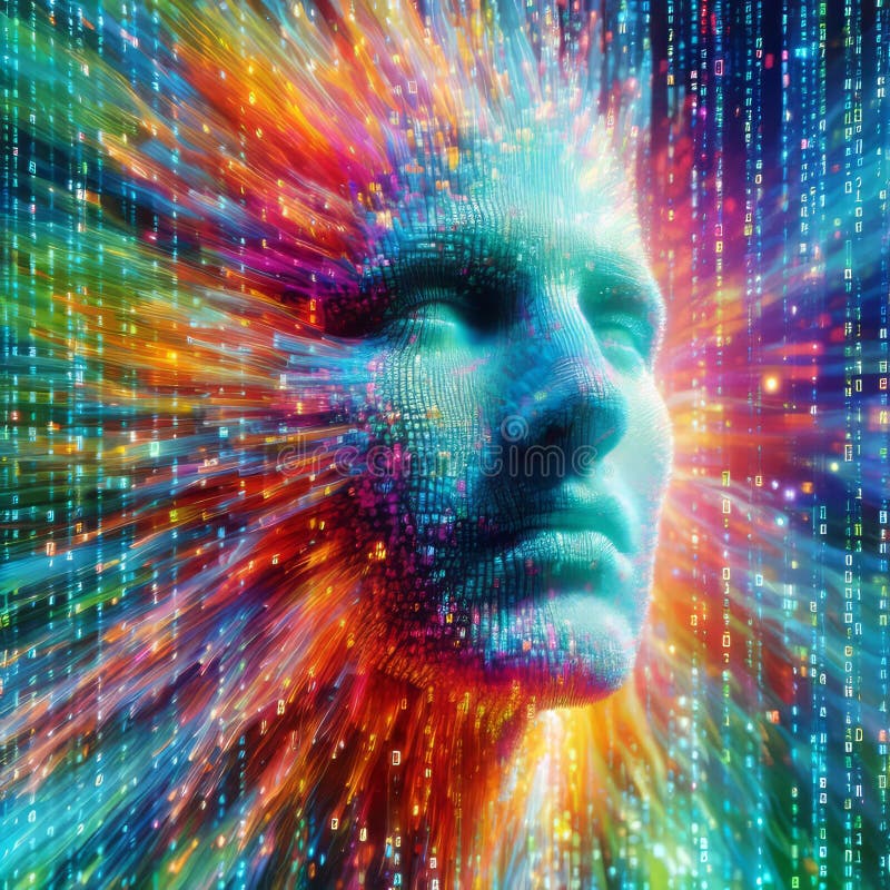 Matrix Code Vibrant Glass a Close Up of a Delegate S Face Trans Stock ...