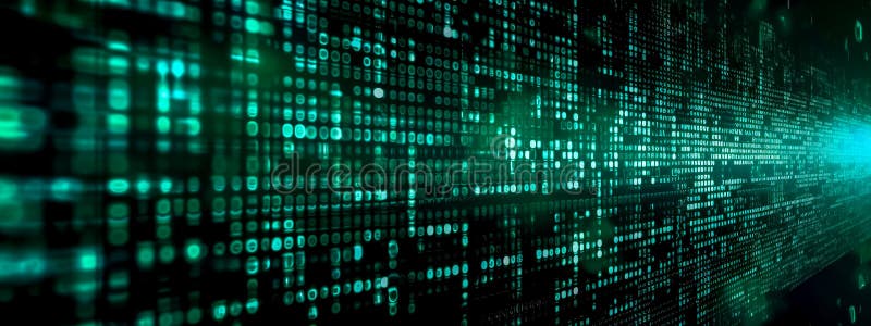 Matrix, Code Virtual Computer System, Banner and Background with Copy ...