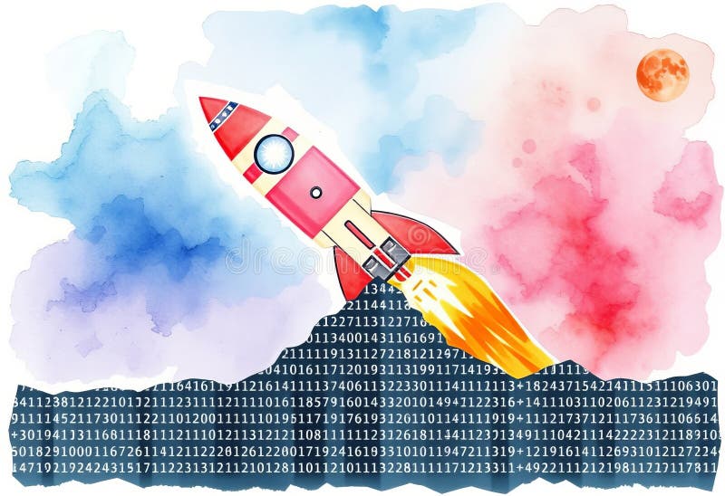 Matrix Code Watercolor Matrix Code Forming the Base of the Rocke Stock ...