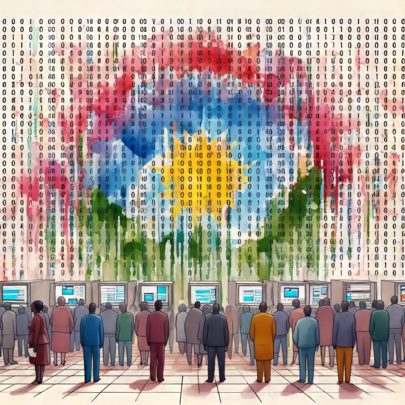 Matrix Code Watercolor Code of Hope a Matrix Code Representatio Stock ...