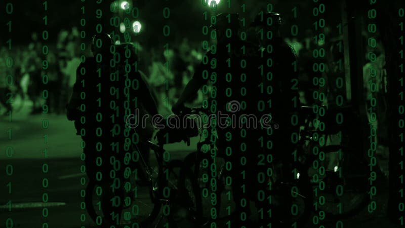 Matrix Computer Code Over a Police Controlling a Crowd Stock Footage ...