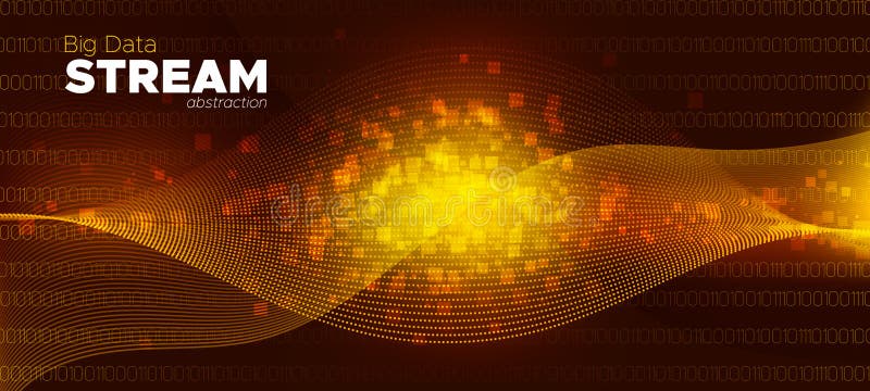 Matrix Data Stream. Gold Science Wallpaper Stock Vector - Illustration ...