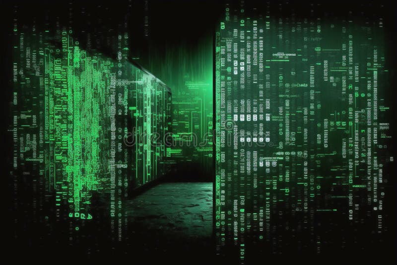 Matrix Digital Background with the Green Numbers and Symbols ...