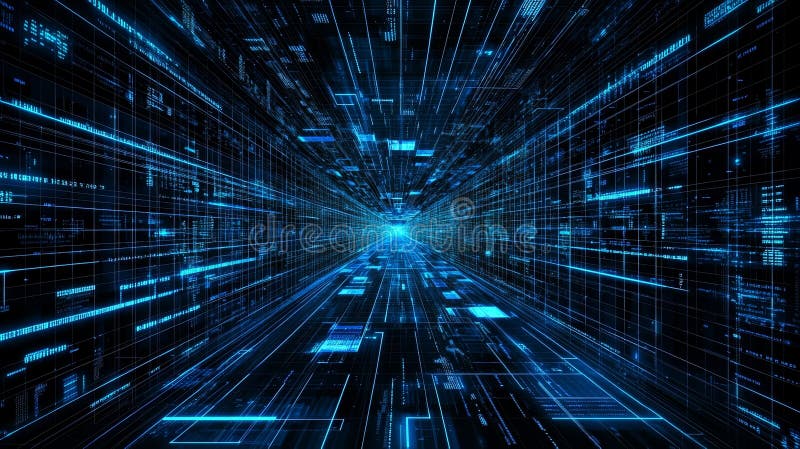 Matrix of Digital Binary Codes - 3D Rendering of a Scientific ...