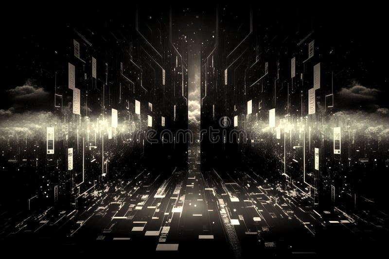 Matrix Effect on Futuristic Background. Technology or Tech Data Stock ...