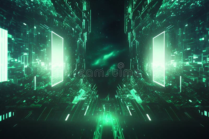 Matrix Effect on Futuristic Background. Technology or Tech Data Stock ...