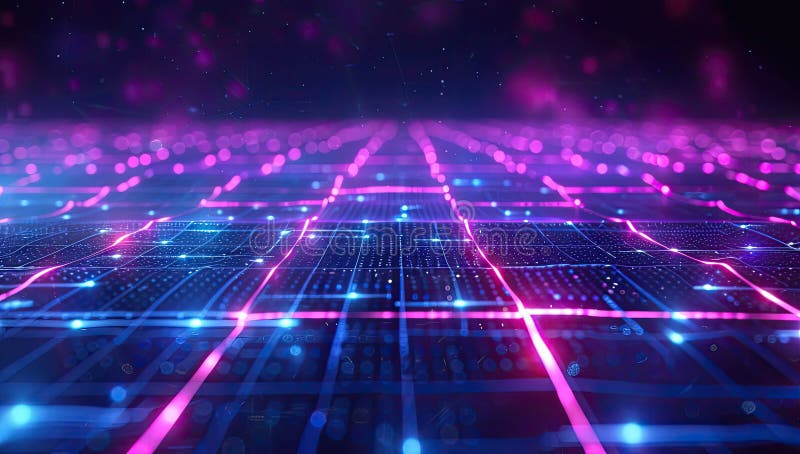 A Matrix Emitting Electric Blue Lights in a Symmetrical Pattern Stock ...