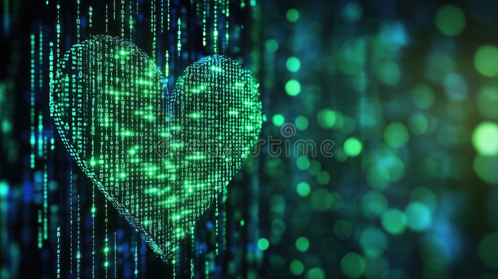 The Matrix of Feelings: Can Love Be Coded. Digital Heart Made of Binary ...