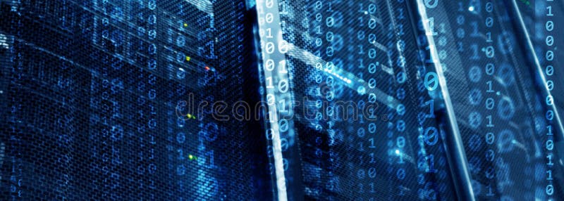 Matrix Futuristic Theme Multiple Exposure Binary Numbers. Data Center ...