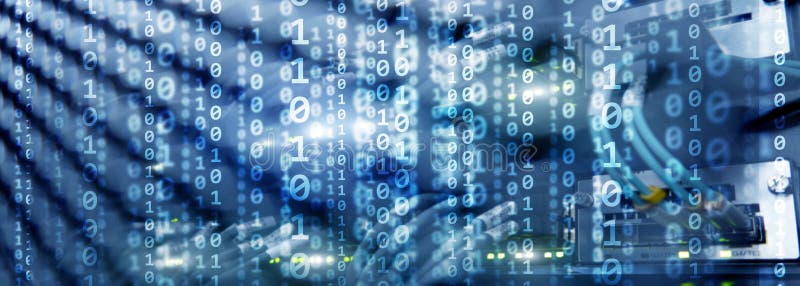 Matrix Futuristic Theme Multiple Exposure Binary Numbers. Data Center ...