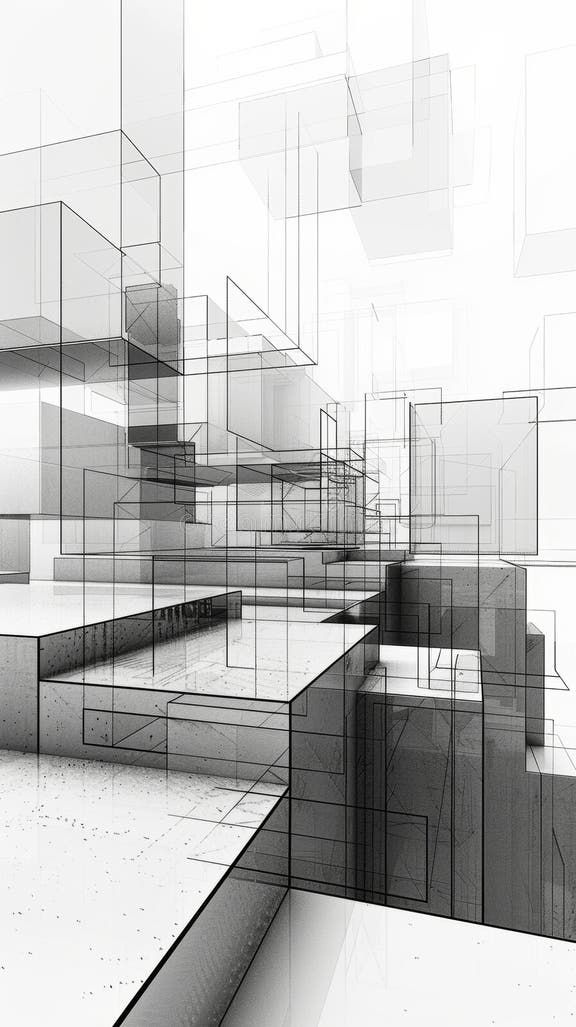 A Matrix of Geometric Forms Outlined by Bold Line Stock Photo - Image ...