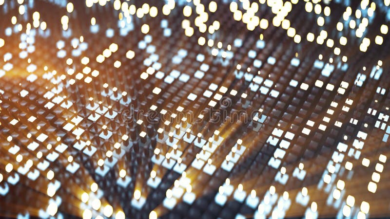 Matrix of Glowing Cubes 3D Render Stock Illustration - Illustration of ...