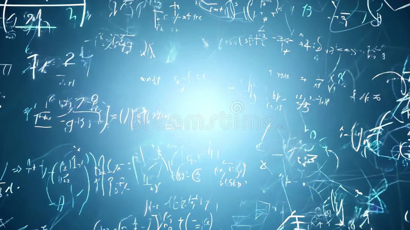 Matrix of Glowing Mathematical Symbols and Formulas with Complex ...