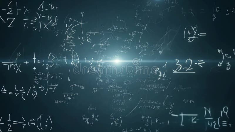 Matrix of Glowing Mathematical Symbols and Formulas with Complex ...