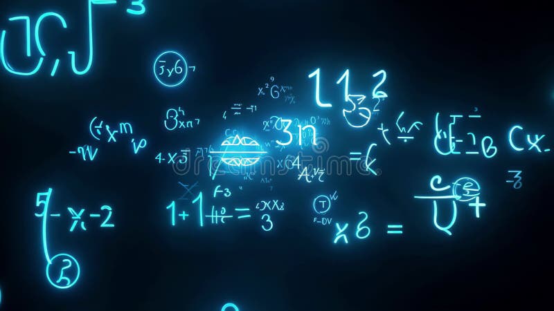 Matrix of Glowing Mathematical Symbols and Formulas with Complex ...
