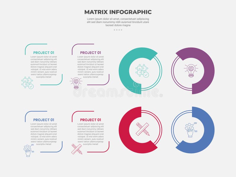 Matrix Grid Structure Infographic Outline Style with 4 Point Template ...