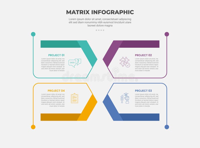 Matrix Grid Structure Infographic Outline Style with 4 Point Template ...