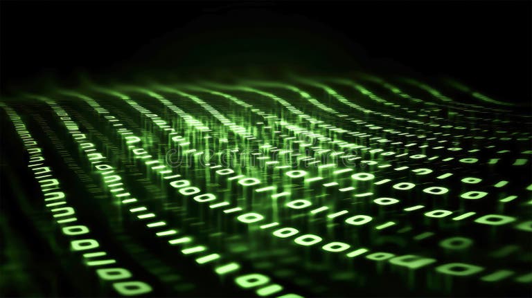 Matrix-inspired Digital Background Showcasing Rows of Green Binary Code ...