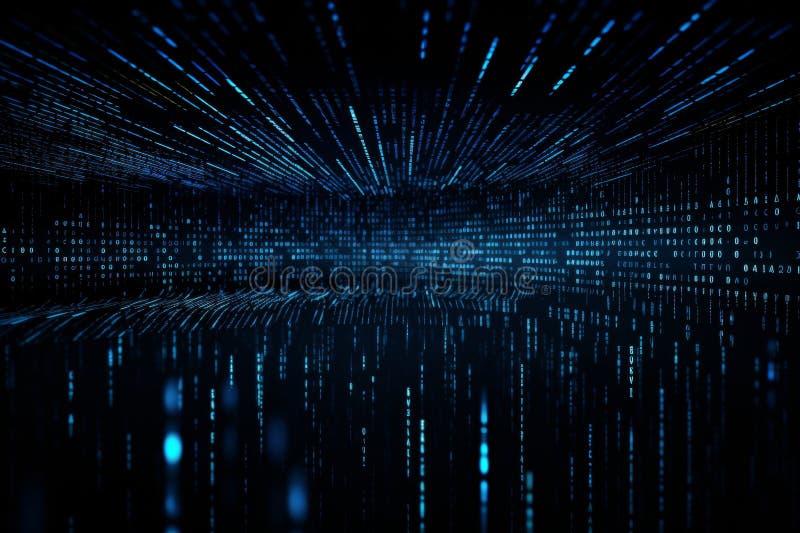 Matrix Inspired Illustration of Code Compiling with Blue Lines on a ...