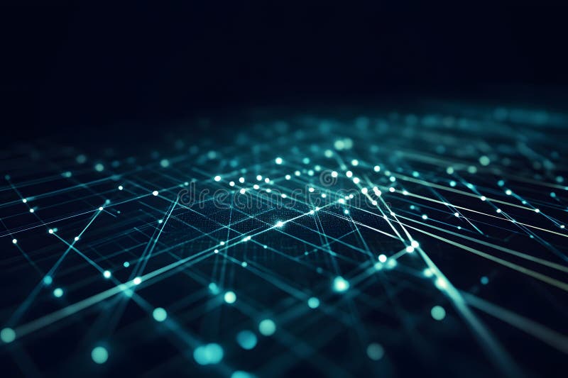 Matrix Light Grid with Glow Lines, Simple Dark Background, Futuristic ...