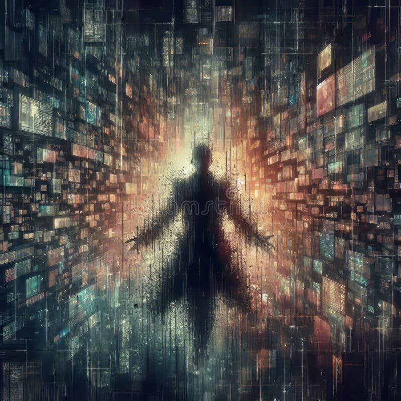 Matrix Mayhem a Chaotic Pixelated Matrix with a Dark Distressed Stock ...