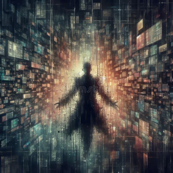 Matrix Mayhem a Chaotic Pixelated Matrix with a Dark Distressed Stock ...