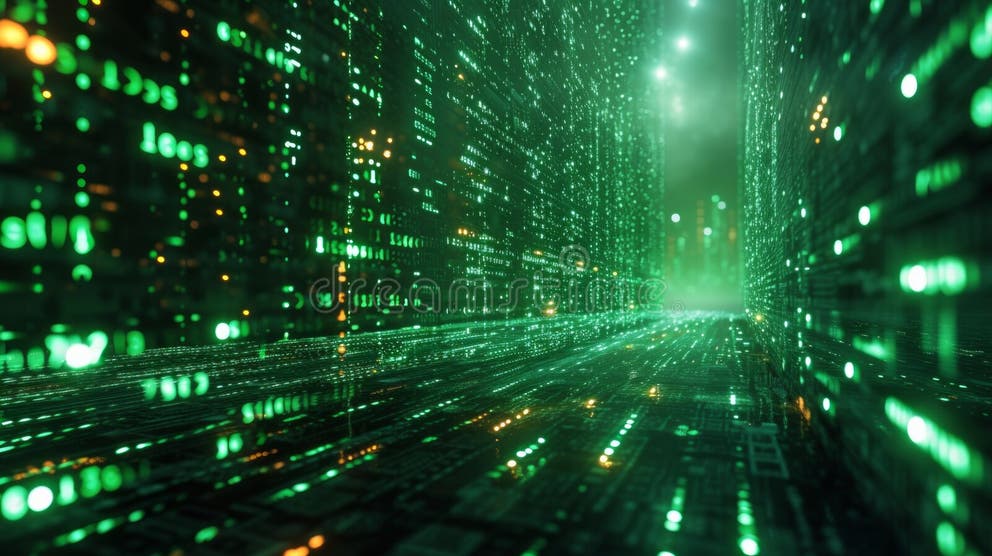 A Matrix of Neon Green Characters on a Dark Tech Backdrop Evokes a ...