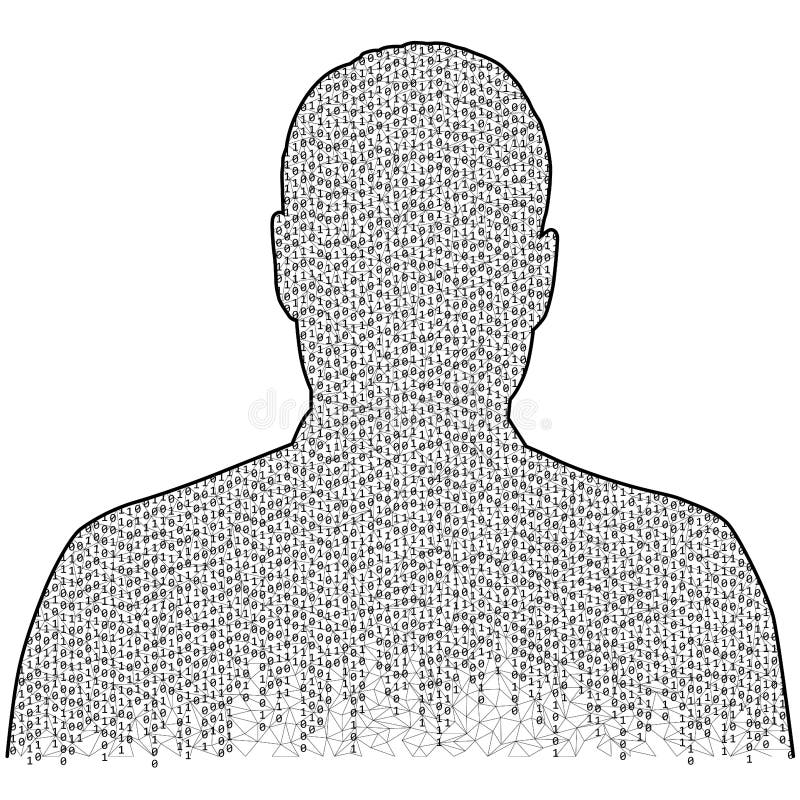 Matrix Numbers Portrait Head, Digital Code Anonymous Identity Avatar ...