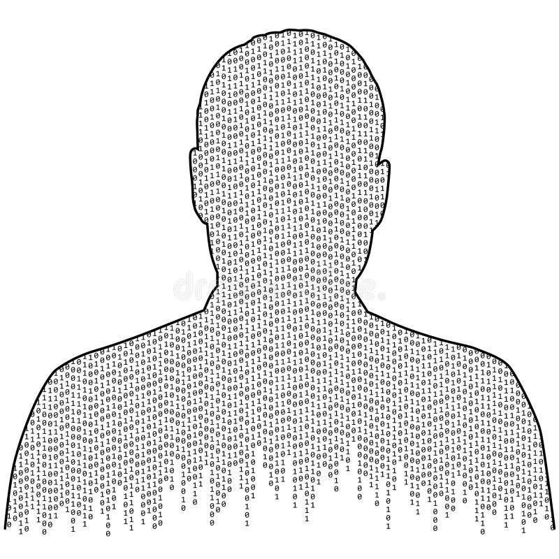 Matrix Numbers Portrait Head, Digital Code Anonymous Identity Avatar ...